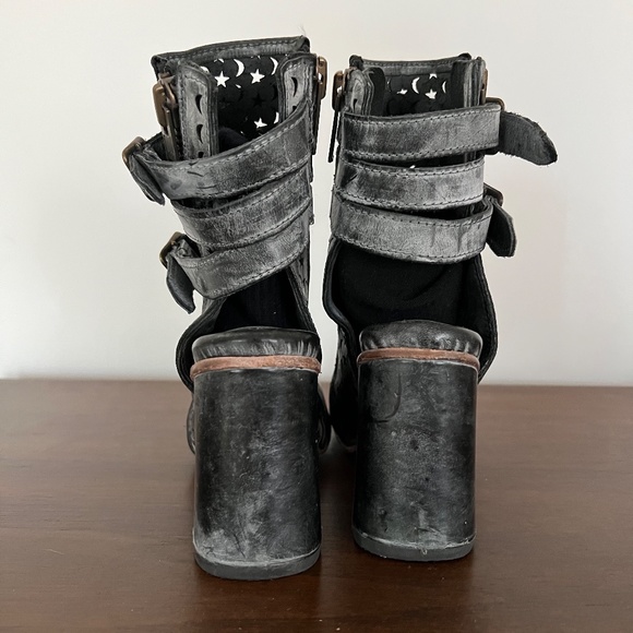 Freebird by Steven | Shoes | Freebird Theresa Heeled Peep Toe Booties Moon And Stars Distressed ...